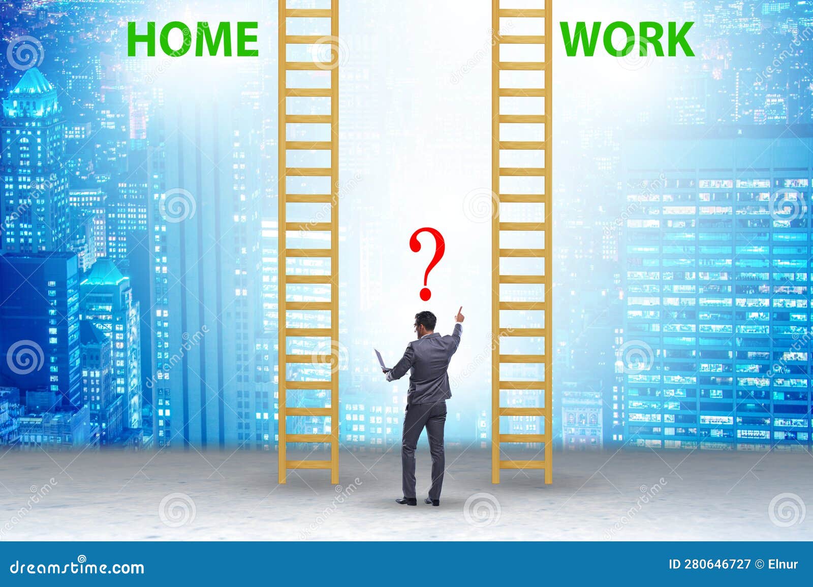 Business People in Work Home Balance Concept Stock Image - Image of ...