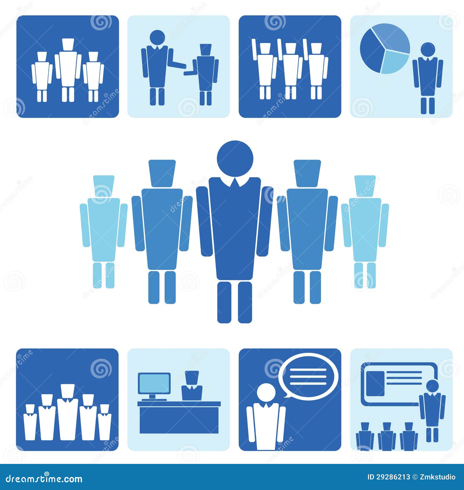 Business People at Work Icons Set Stock Vector - Illustration of member ...