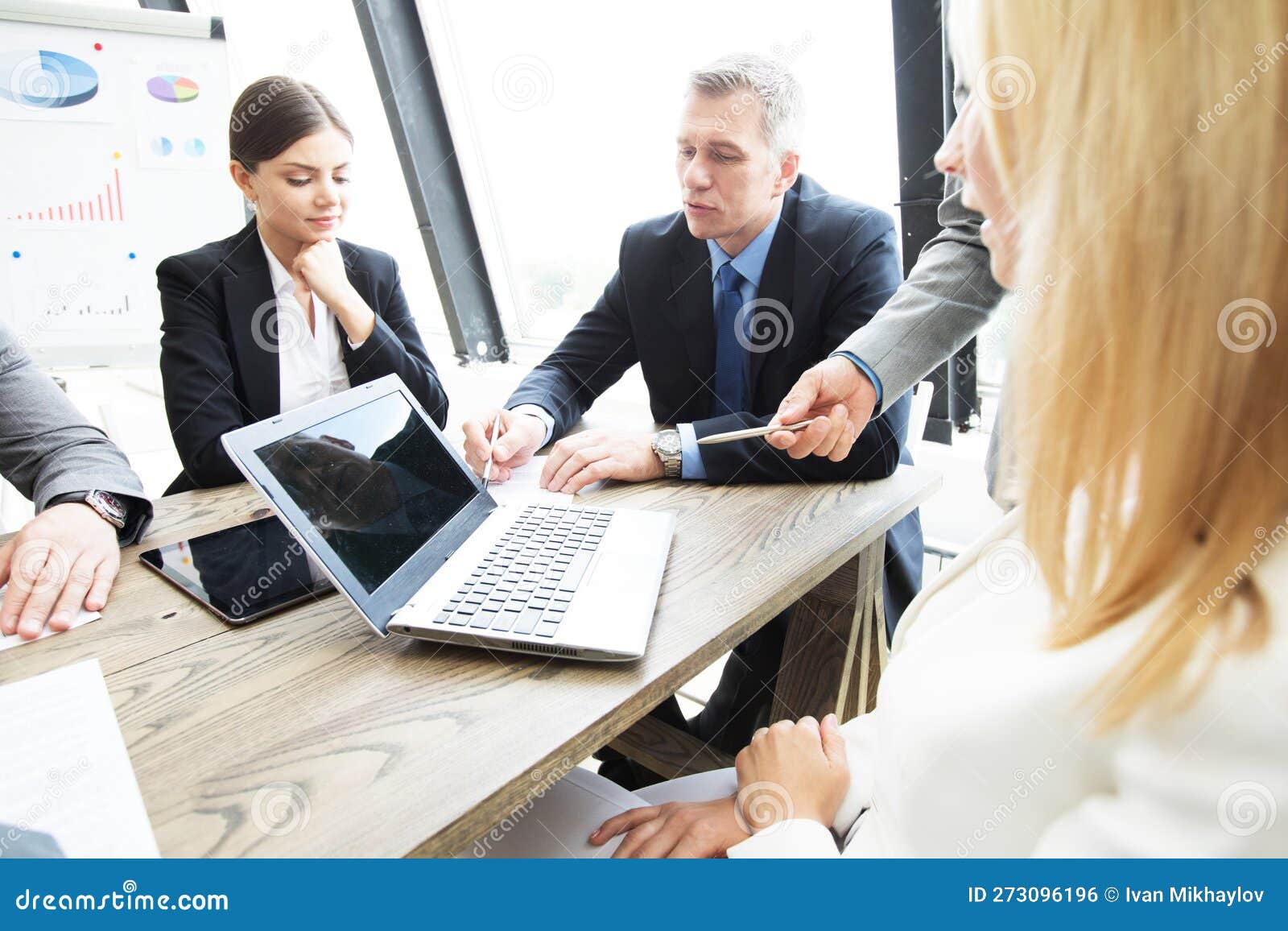 Business People Work with Laptop Stock Photo - Image of show, chart ...