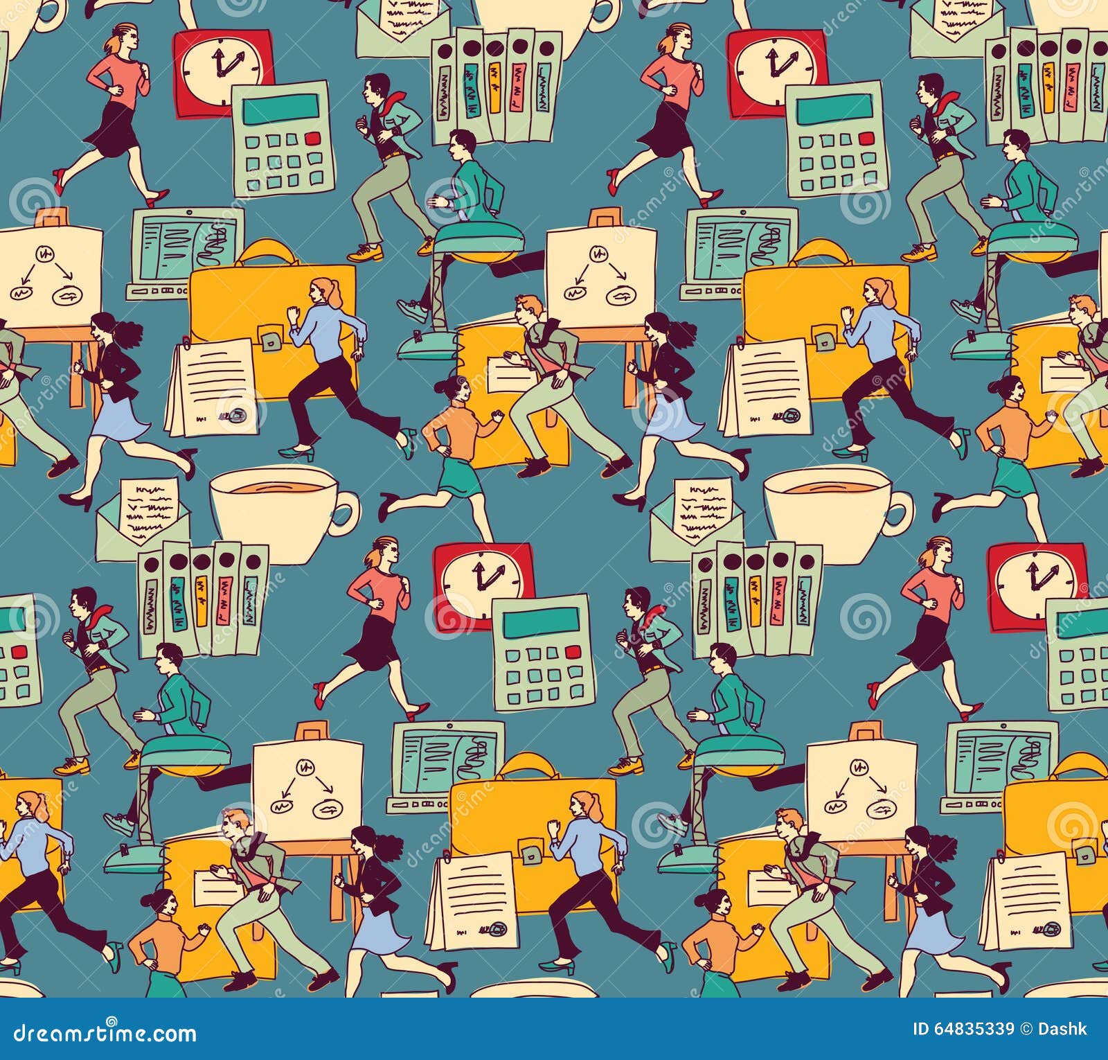 Business People Work Office Run Seamless Pattern. Stock Vector ...
