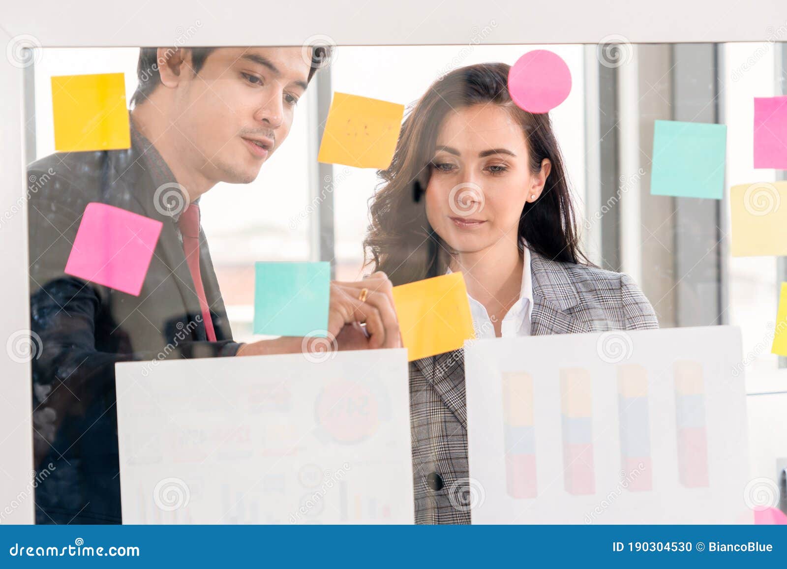 Business People Work on Project Planning Board Stock Photo - Image of ...