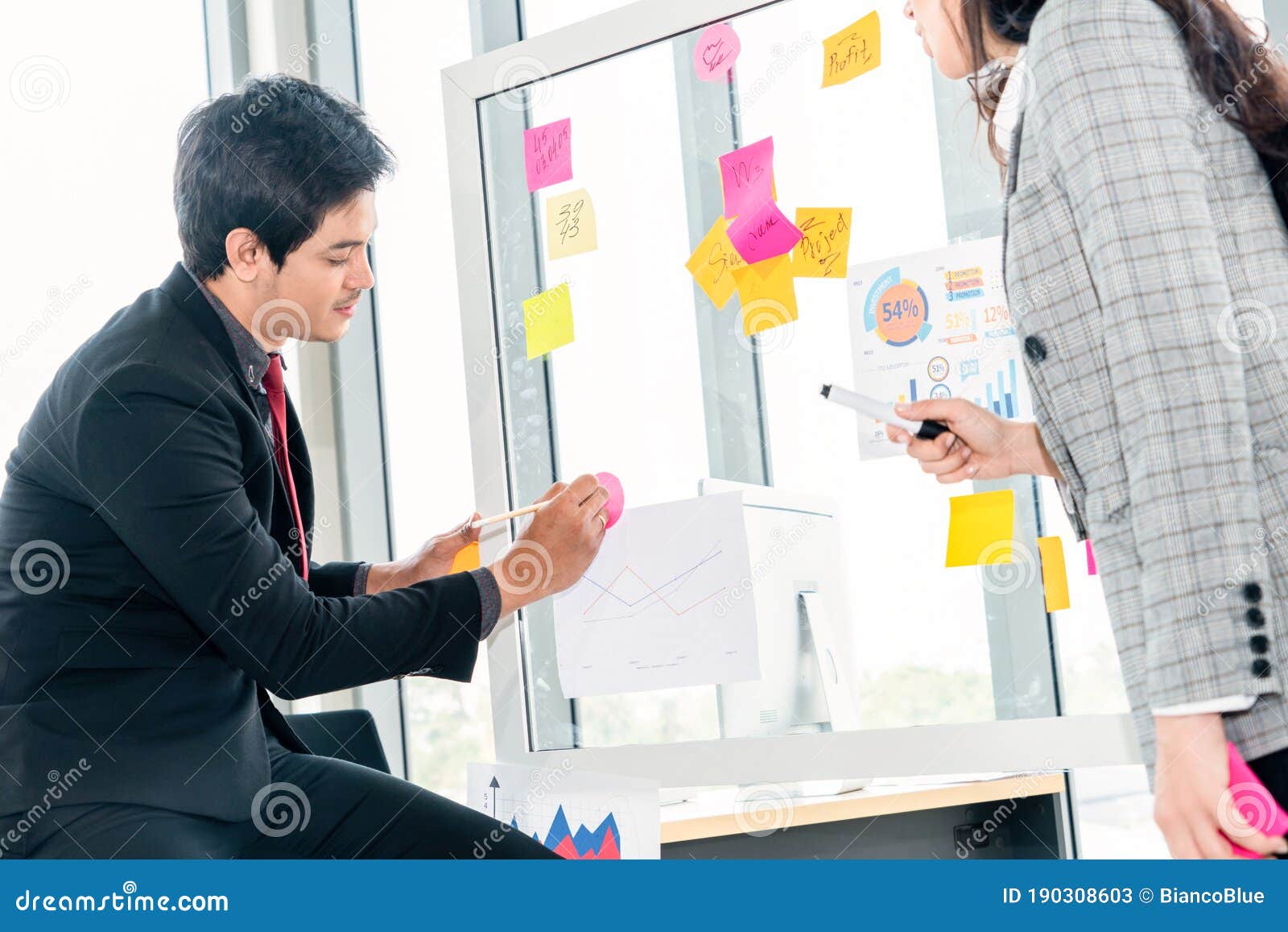 Business People Work on Project Planning Board Stock Image - Image of ...