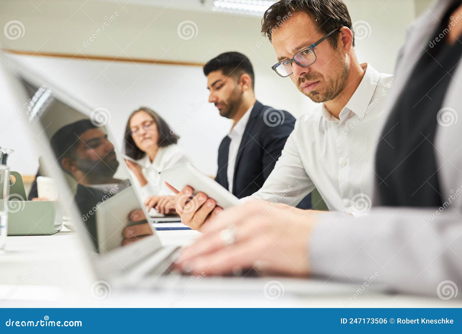 Business People Work Together in Computer Workshop Stock Photo - Image ...