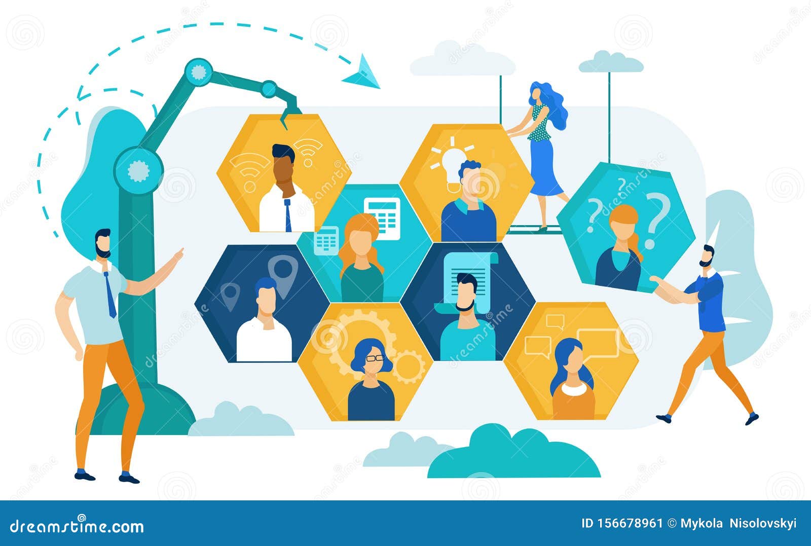 Business People Work Together, Develop Strategy. Stock Vector ...