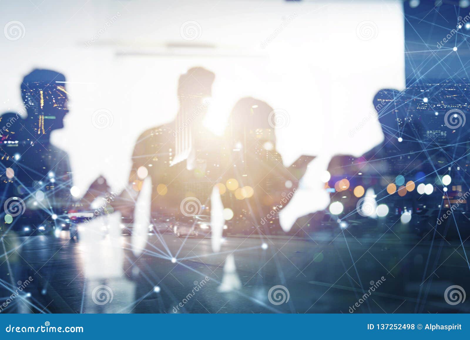 Business People Work Together in Office with Internet Network Effects ...