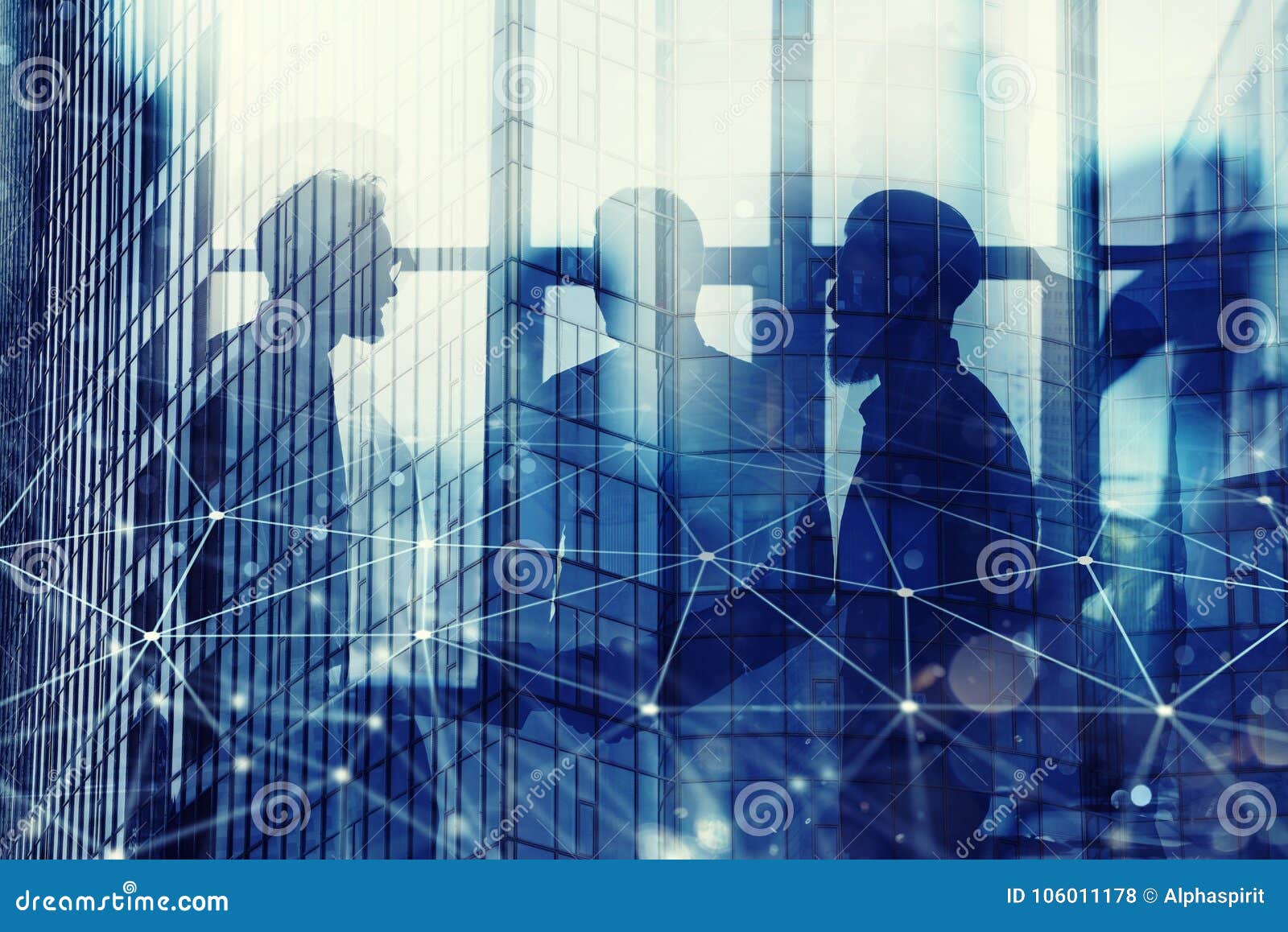 Businessmen that Work Together in Office with Network Connection Effect ...