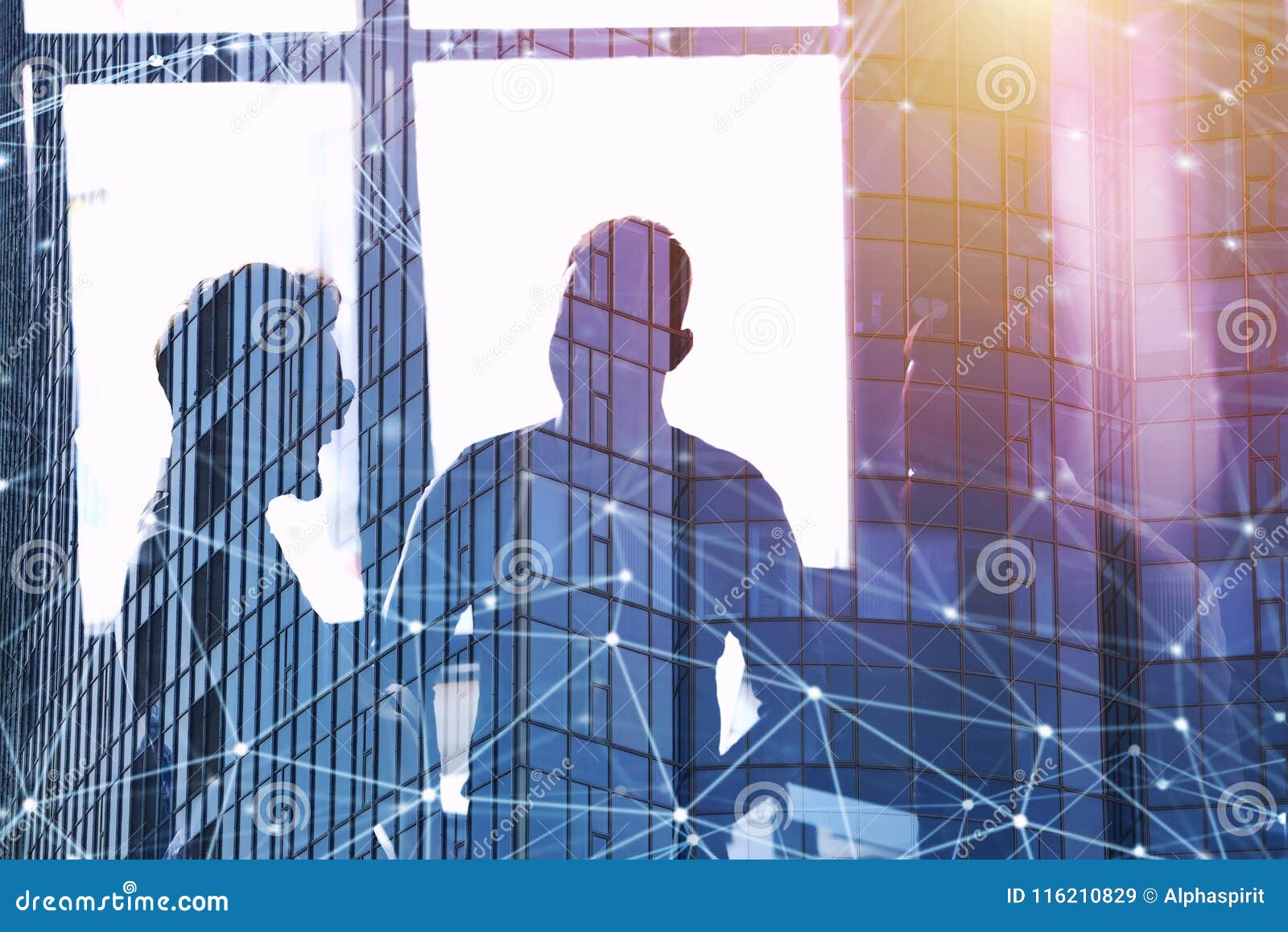 Business People Work Together in Office with Internet Network Effects ...