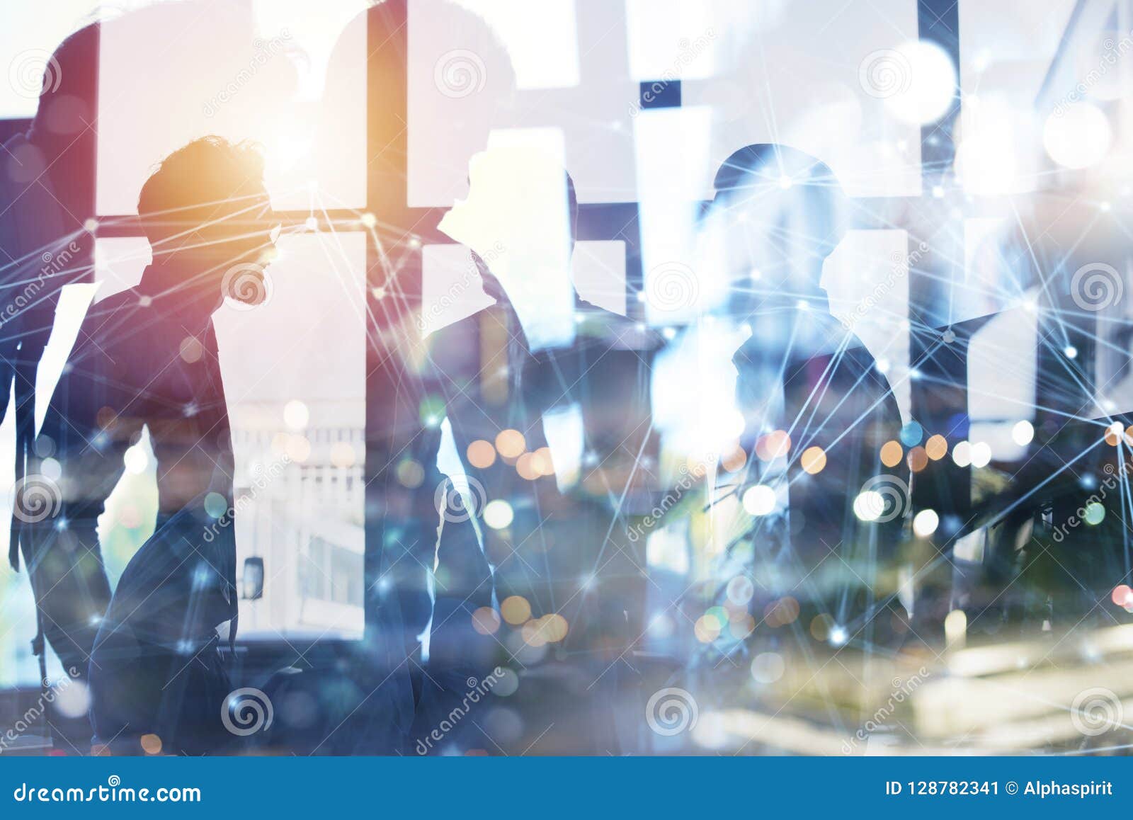 Business People Work Together in Office with Internet Network Effects ...