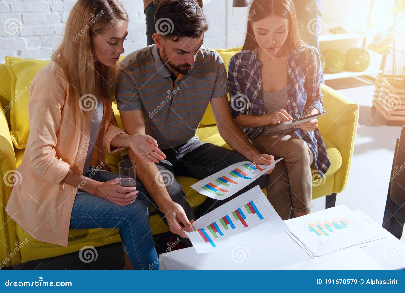 Business People that Work Together in Office with Statistics. Concept ...