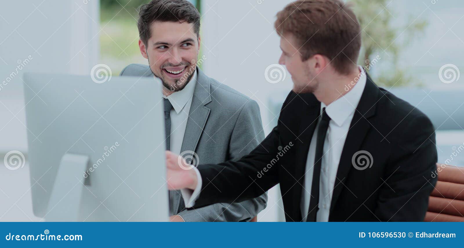 Two Successful Business Men Discussing Documents in a Modern Off Stock ...