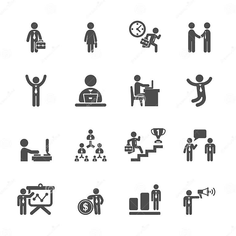 Business People Working Action Icon Set, Vector Eps10 Stock Vector ...