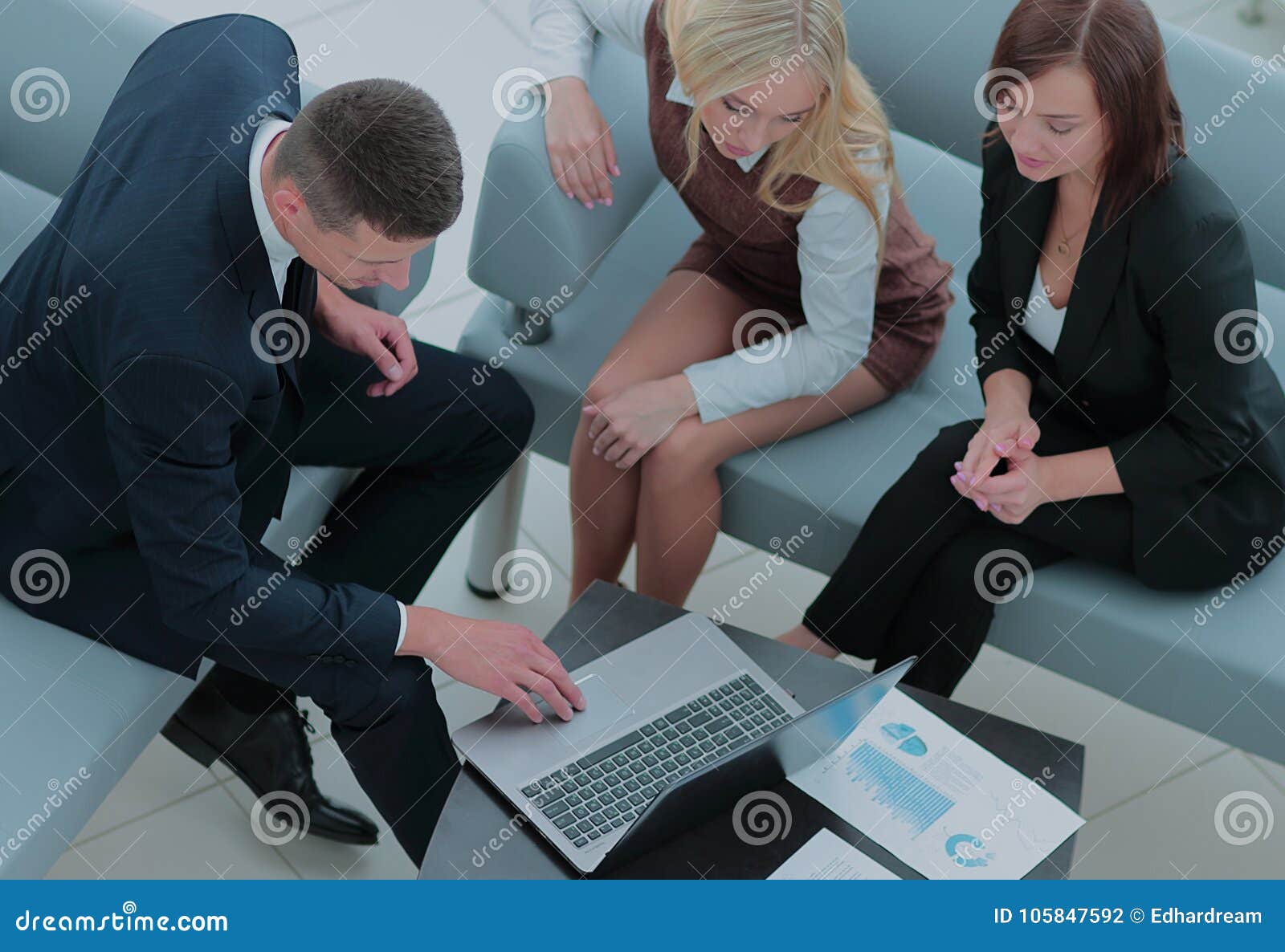 Business People Working Around Table in Modern Office Stock Photo ...