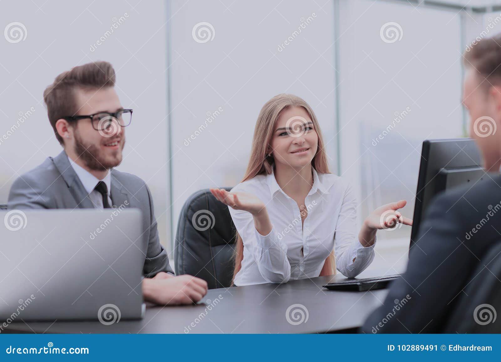 Business People Working Around Table in Modern Office Stock Image ...