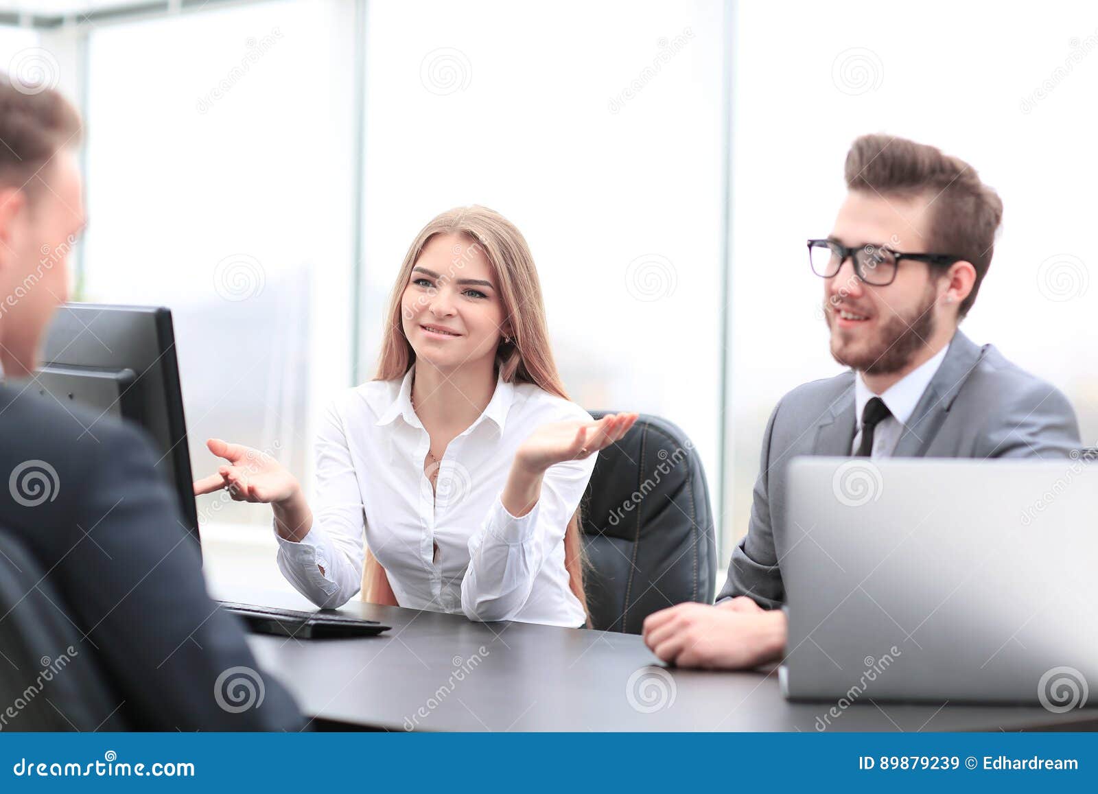 Business People Working Around Table in Modern Office Stock Image ...