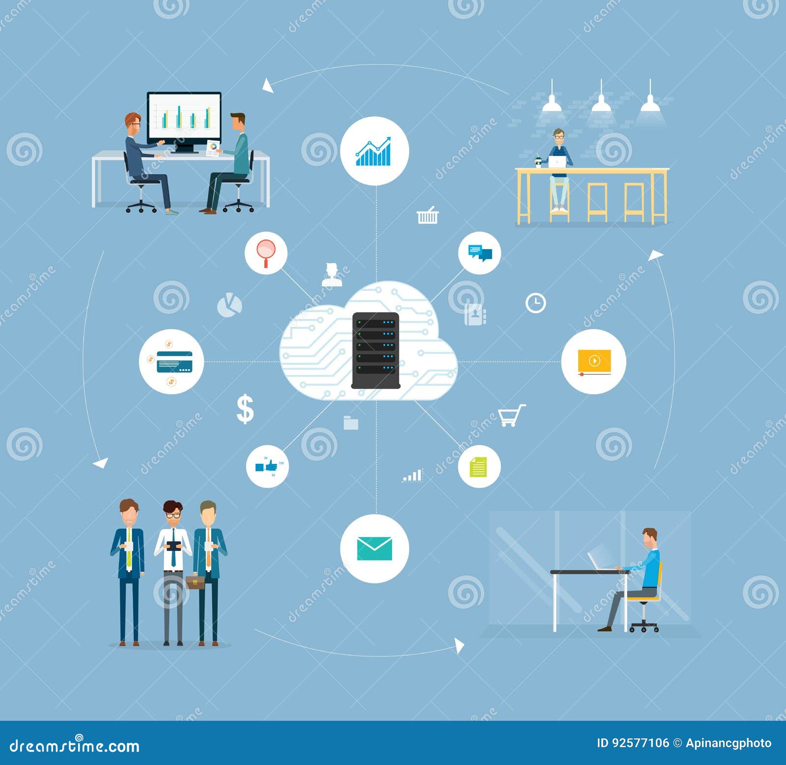 Business People Working Collaboration on Big Data Concept Stock Vector ...