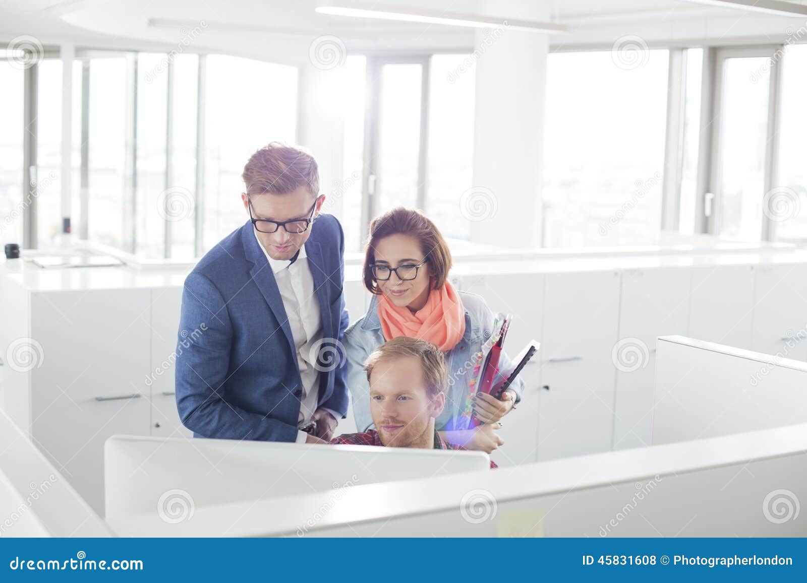 Business People Working on Computer in Creative Office Stock Photo ...