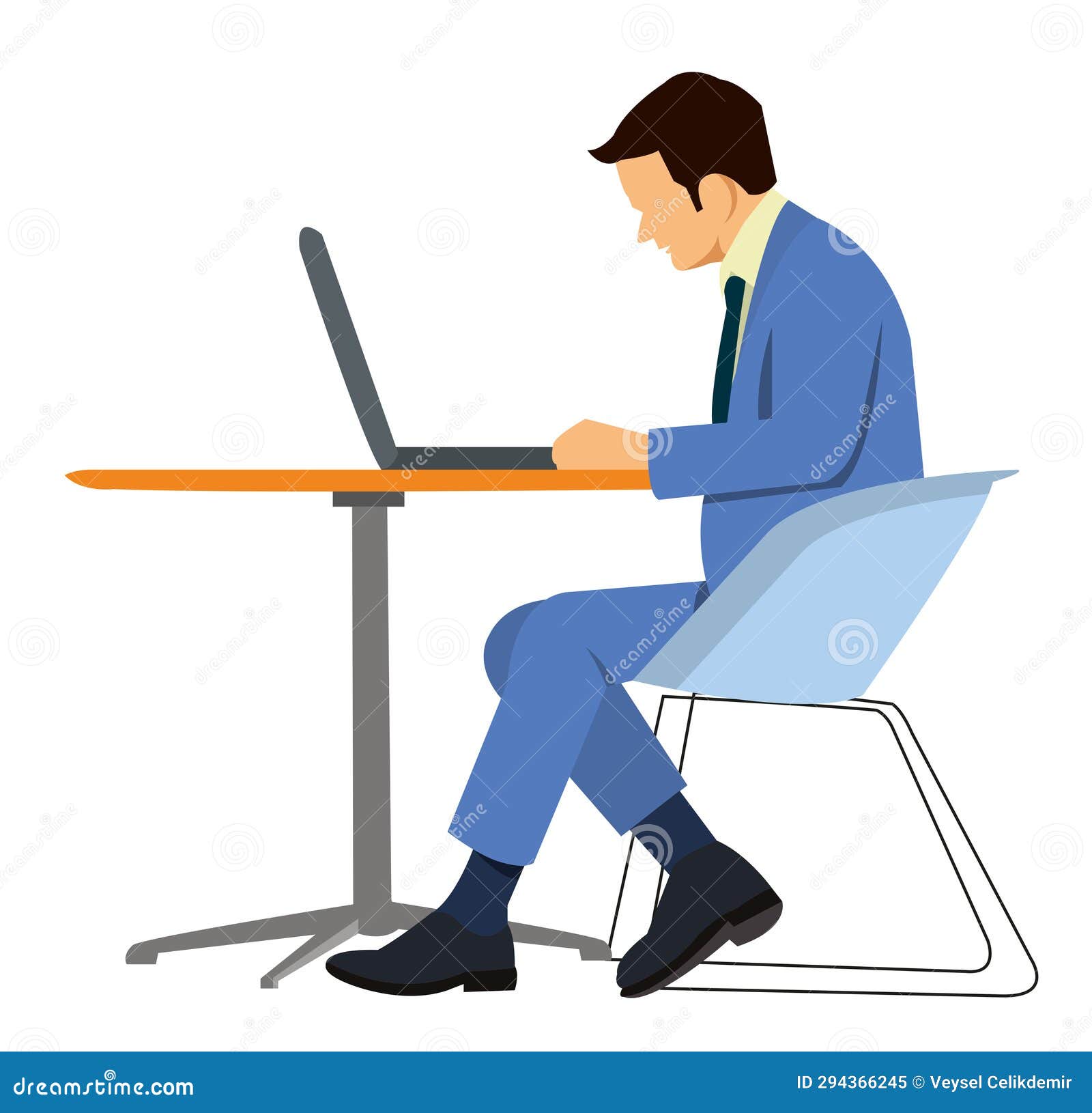 Business People Working with Computer at Desk Stock Vector ...