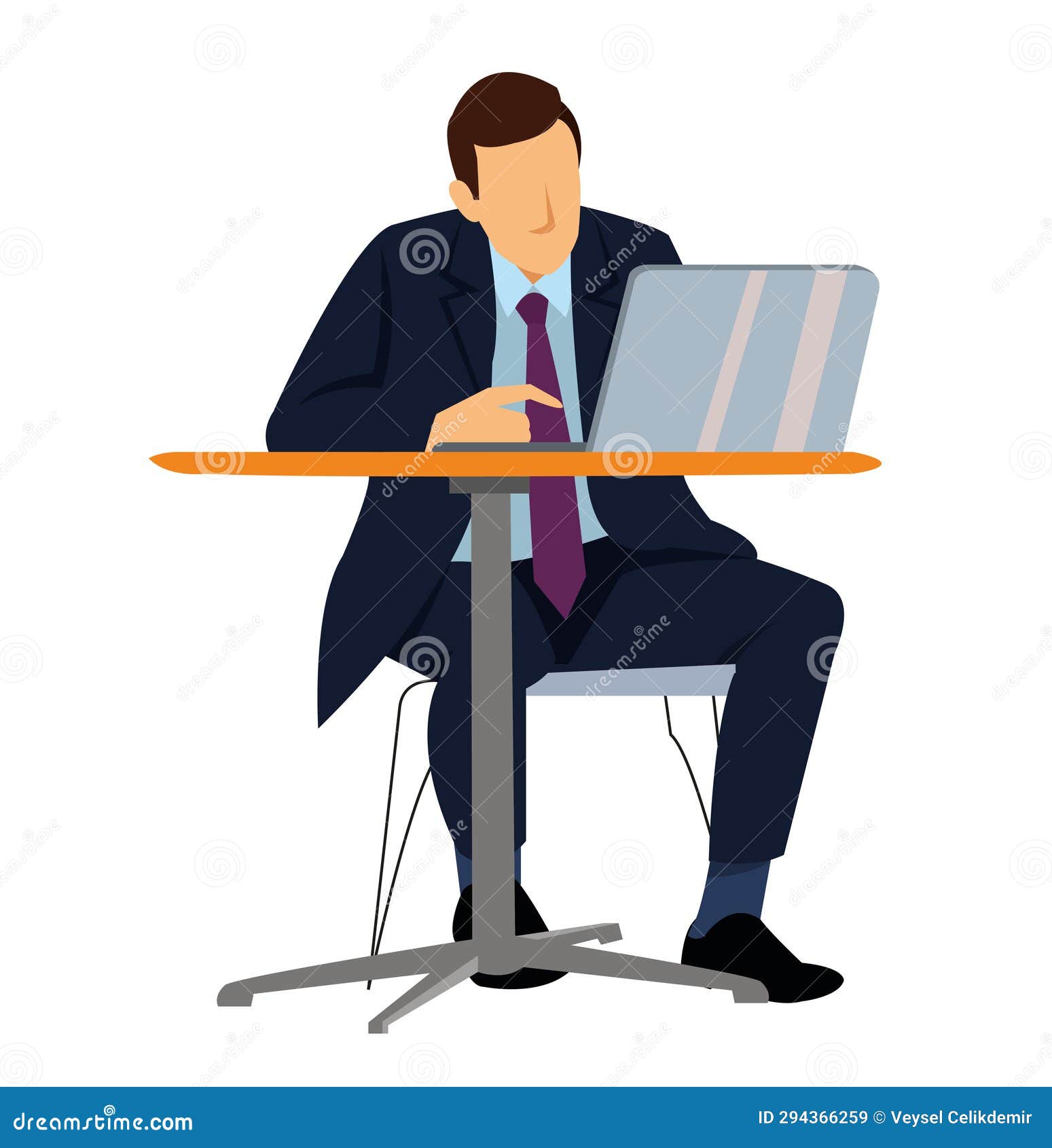Business People Working with Computer at Desk Stock Vector ...