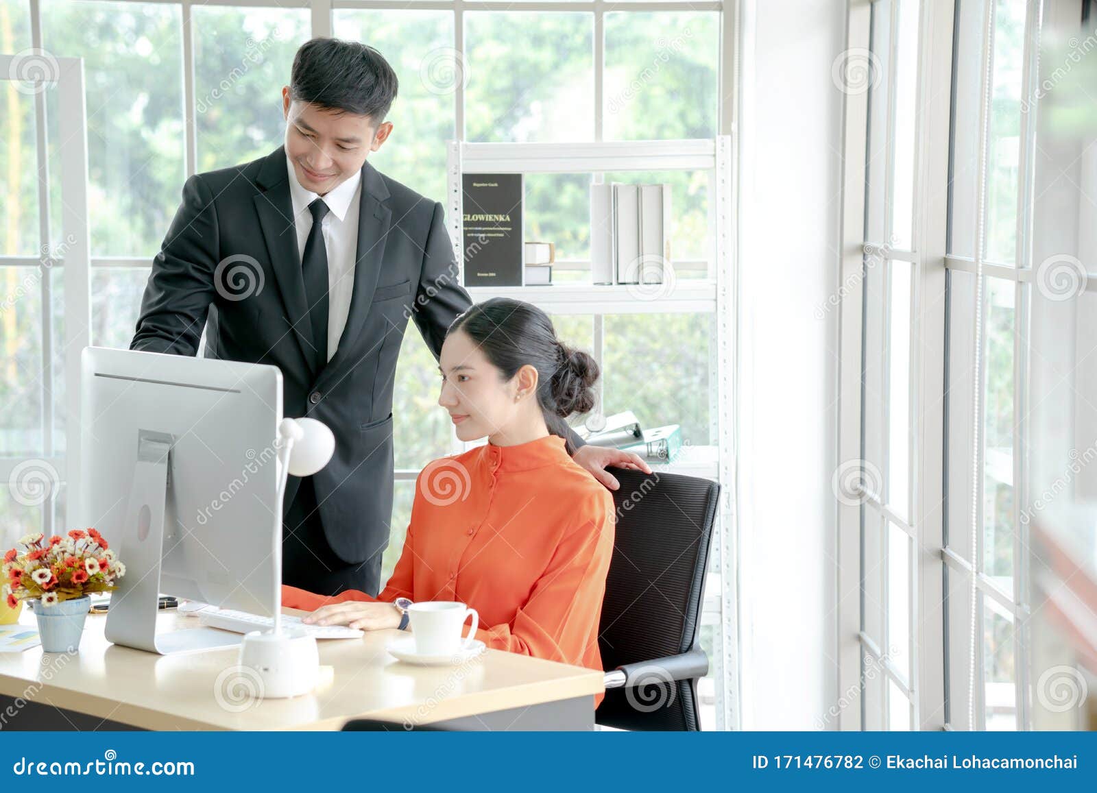 Business People Working at Computer in Office Stock Photo - Image of ...