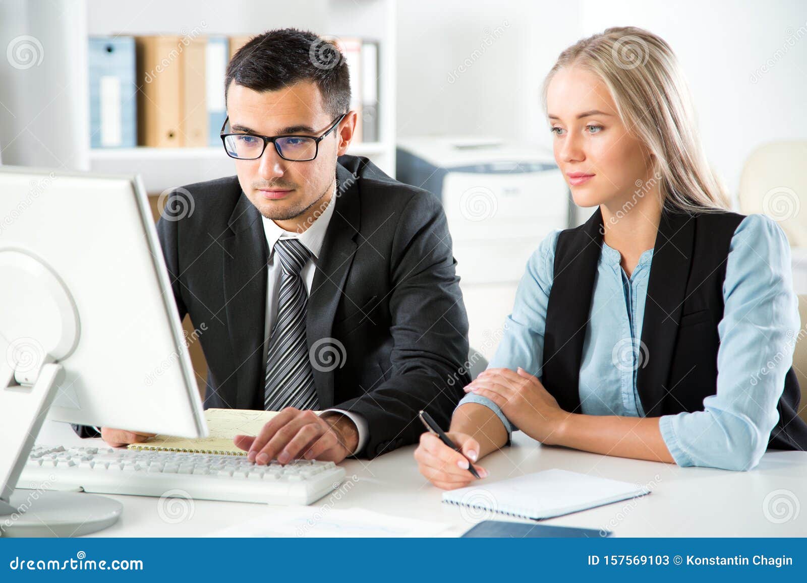 Business People Working with Computer Stock Image - Image of employee ...