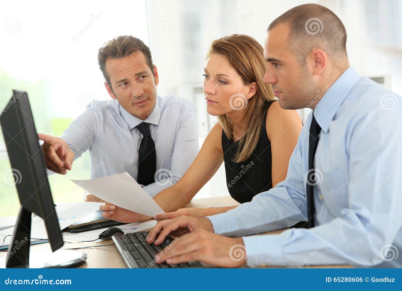 Business People Working on Computer at Office Stock Photo - Image of ...