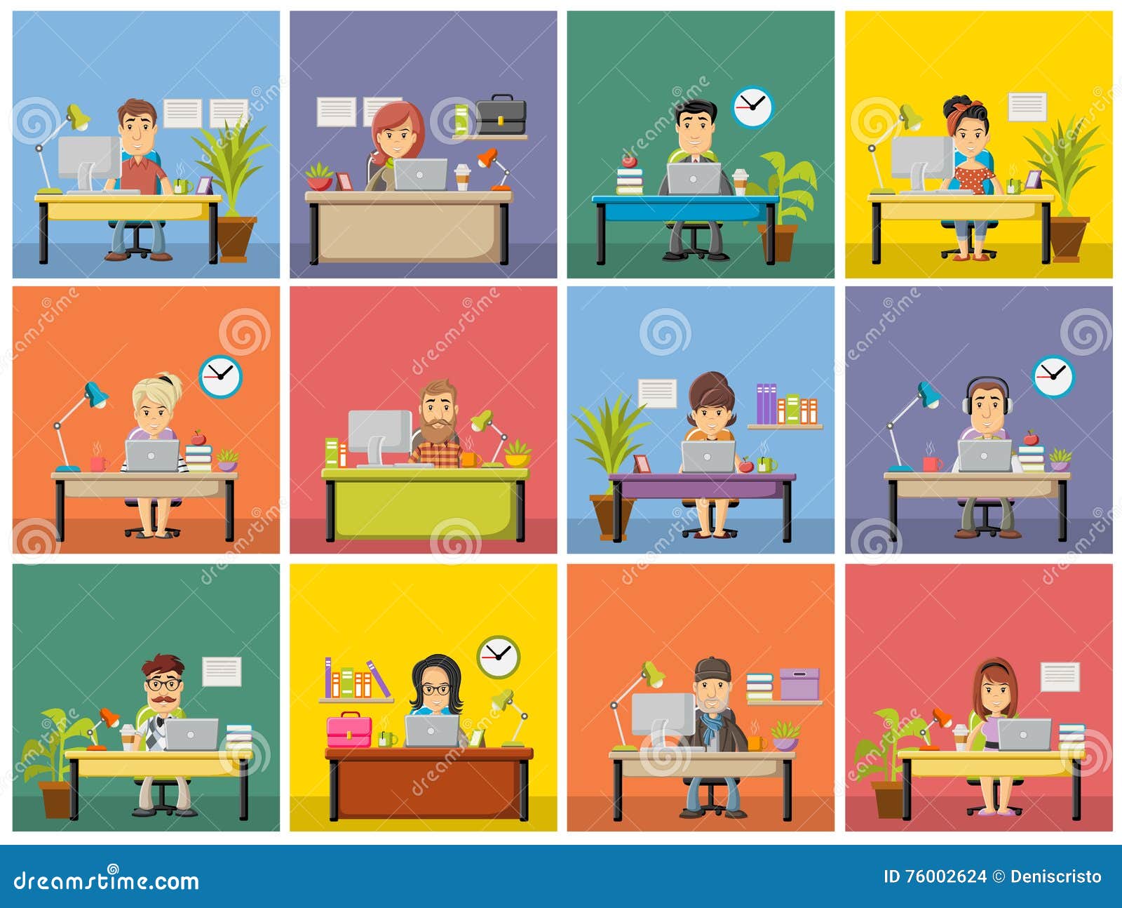 Business People Working with Computer. Stock Vector - Illustration of ...