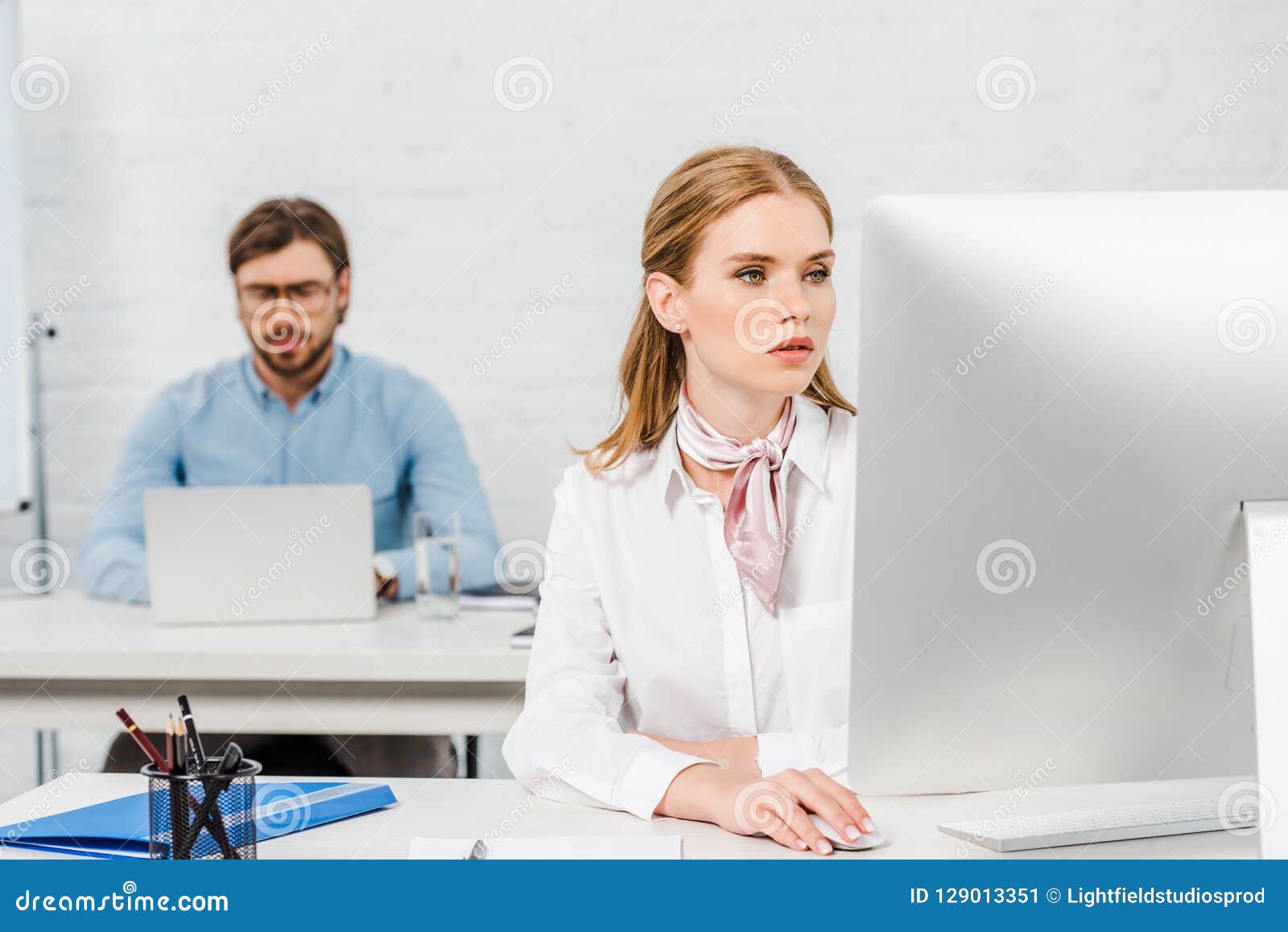 Business People Working with Computers Stock Image - Image of gadgets ...