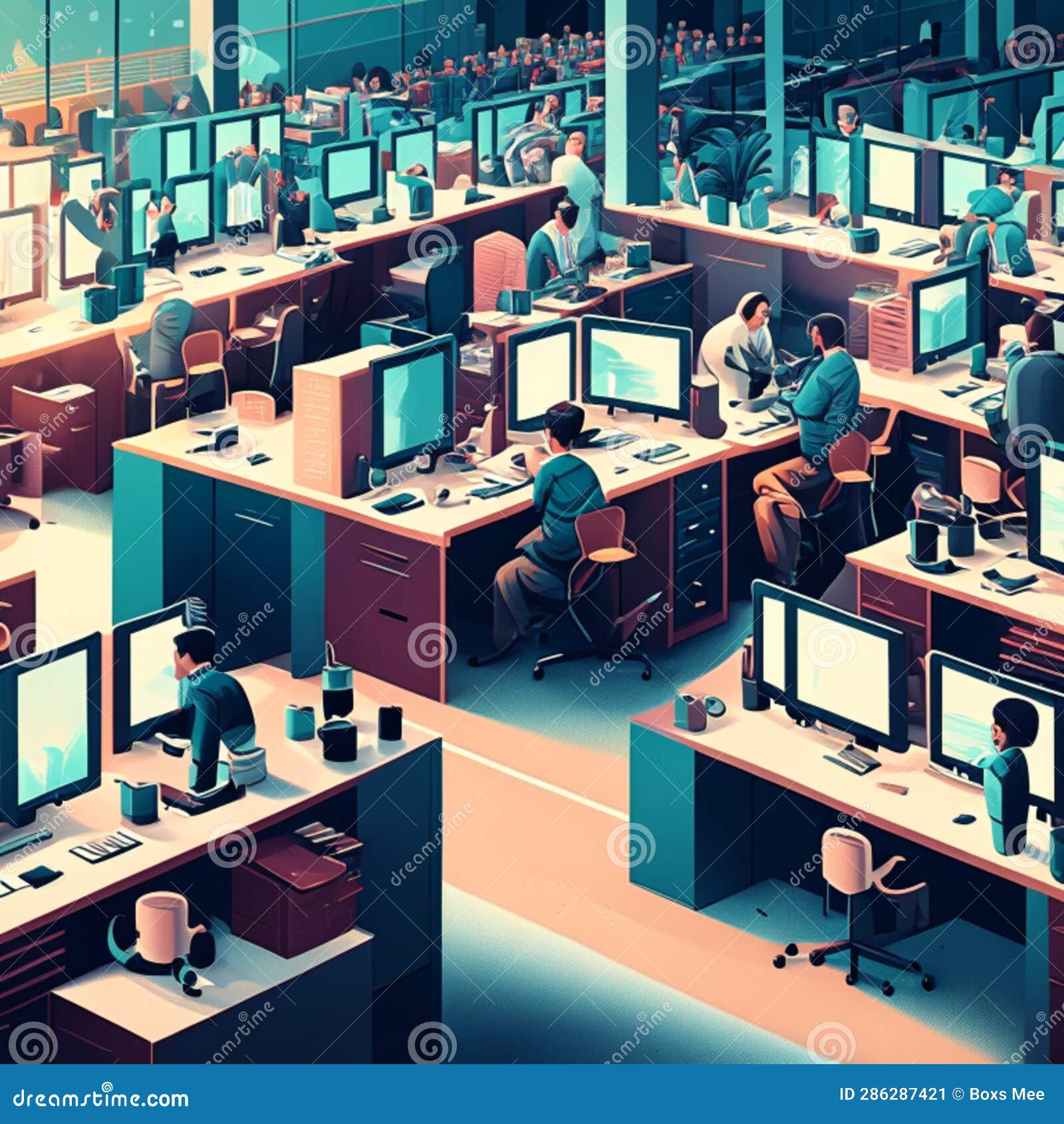 Business People Working on Computers in the Office. 3d Render ...