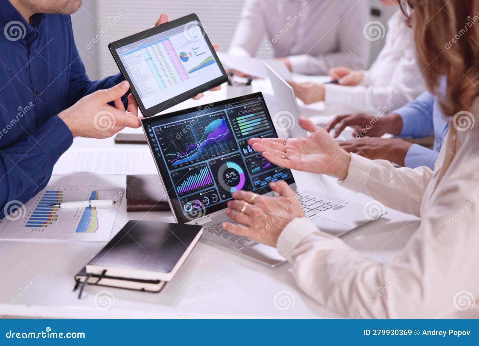 Business People Working on Dashboard Using Computer Stock Image - Image ...