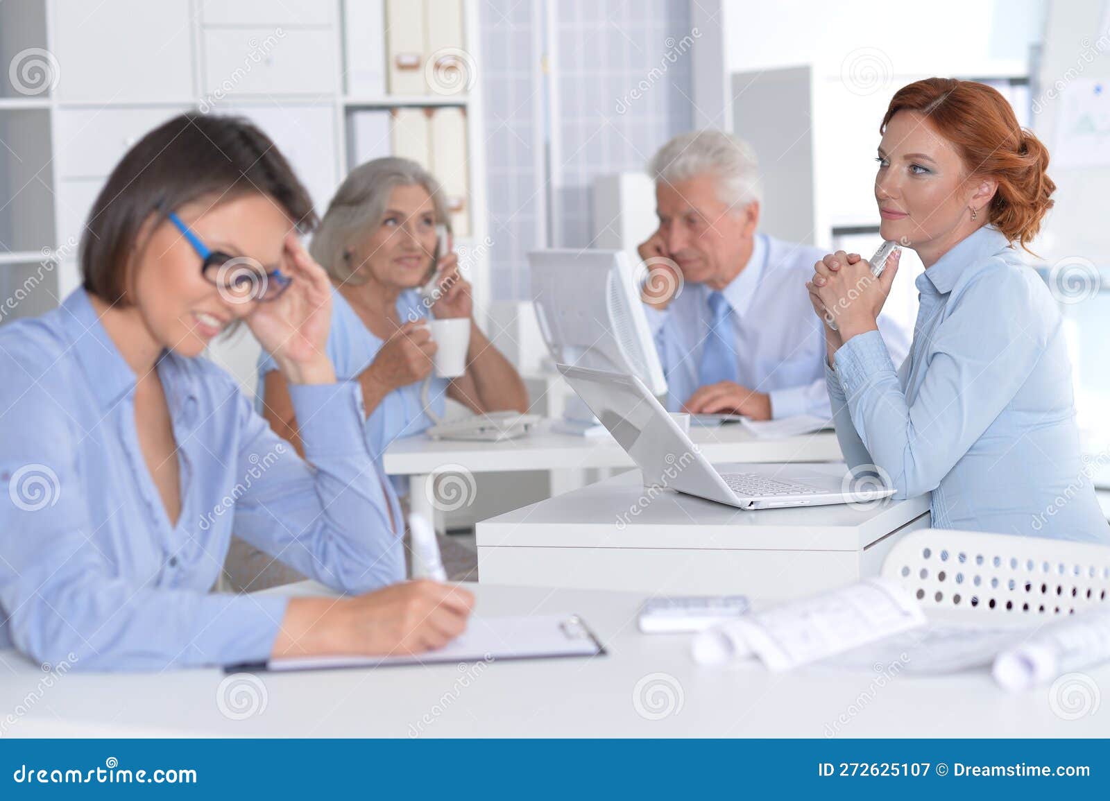 Business People Working at Desk in Office Stock Image - Image of formal ...