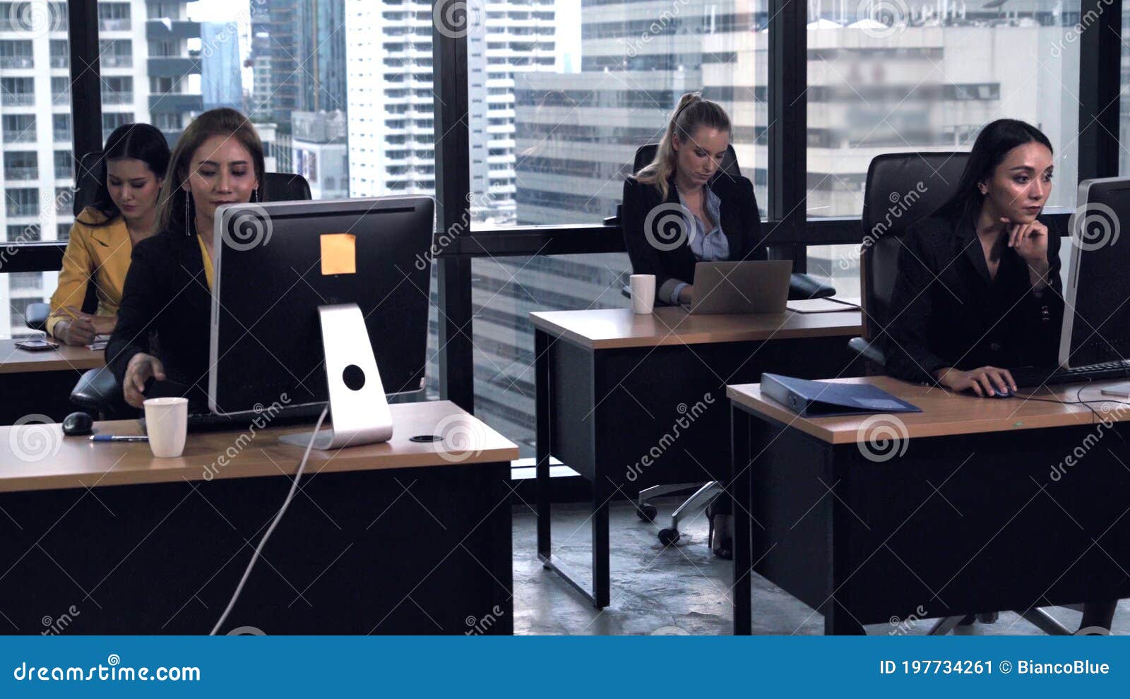 Business People Working with Desktop Computer. Stock Image - Image of ...