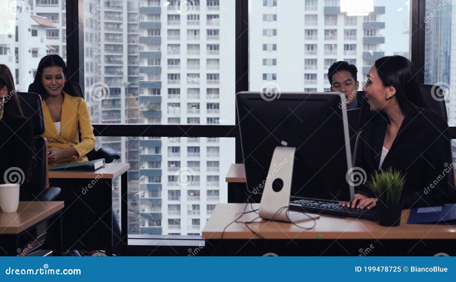 Business People Working with Desktop Computer. Stock Image - Image of ...