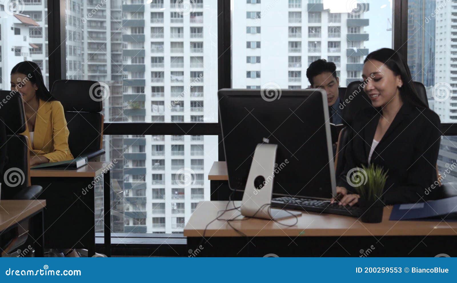 Business People Working with Desktop Computer. Stock Image - Image of ...