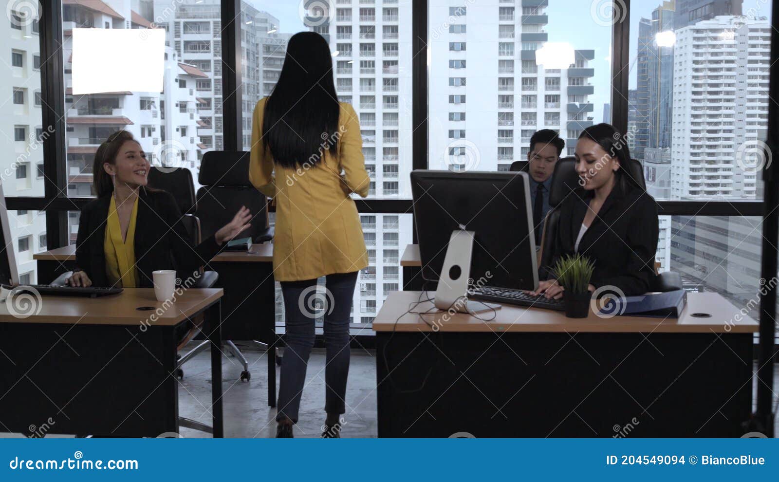 Business People Working with Desktop Computer. Stock Photo - Image of ...