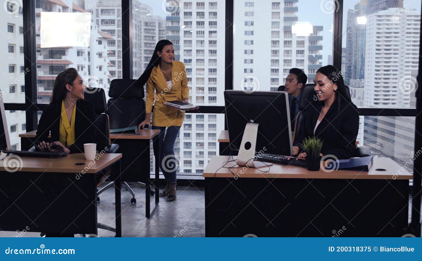 Business People Working with Desktop Computer. Stock Image - Image of ...