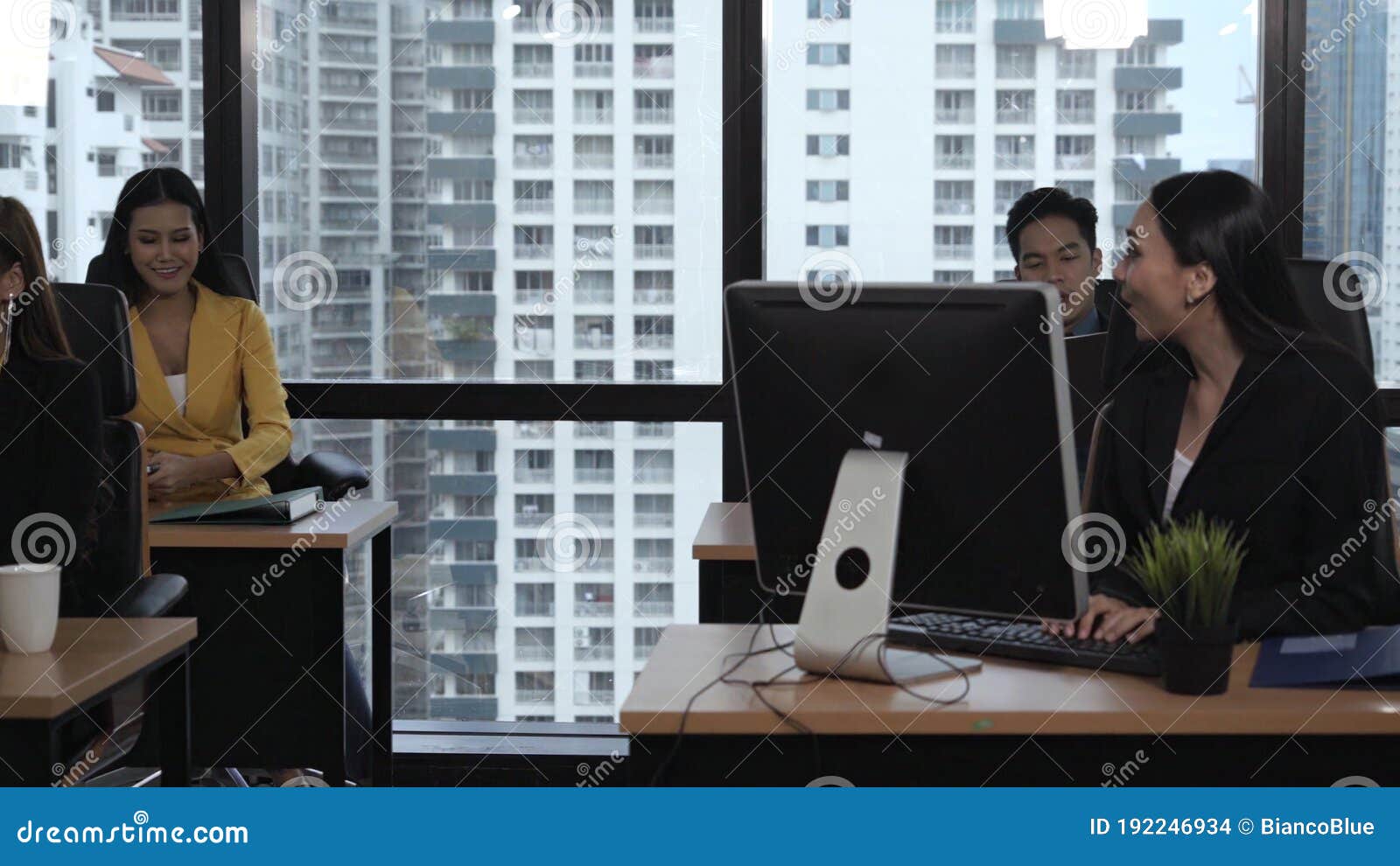 Business People Working with Desktop Computer. Stock Photo - Image of ...