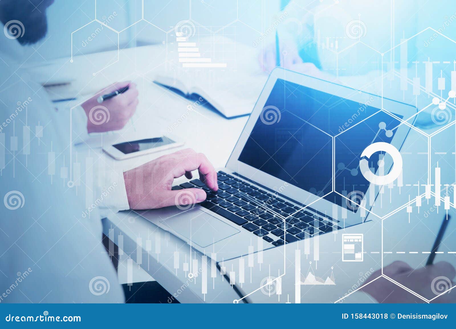 Business People in Office, Hi Tech Interface Stock Photo - Image of ...