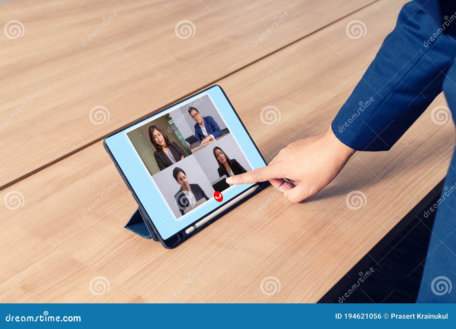 Business People Working from Home Having Online Group Videoconference ...