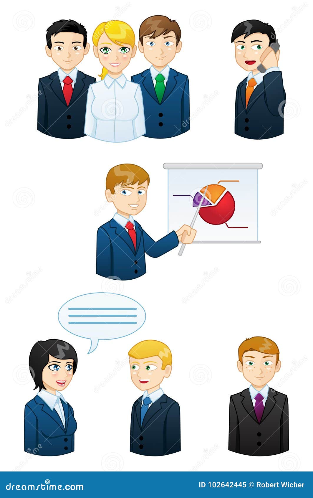 Business People Working Icon Set Stock Vector - Illustration of ...