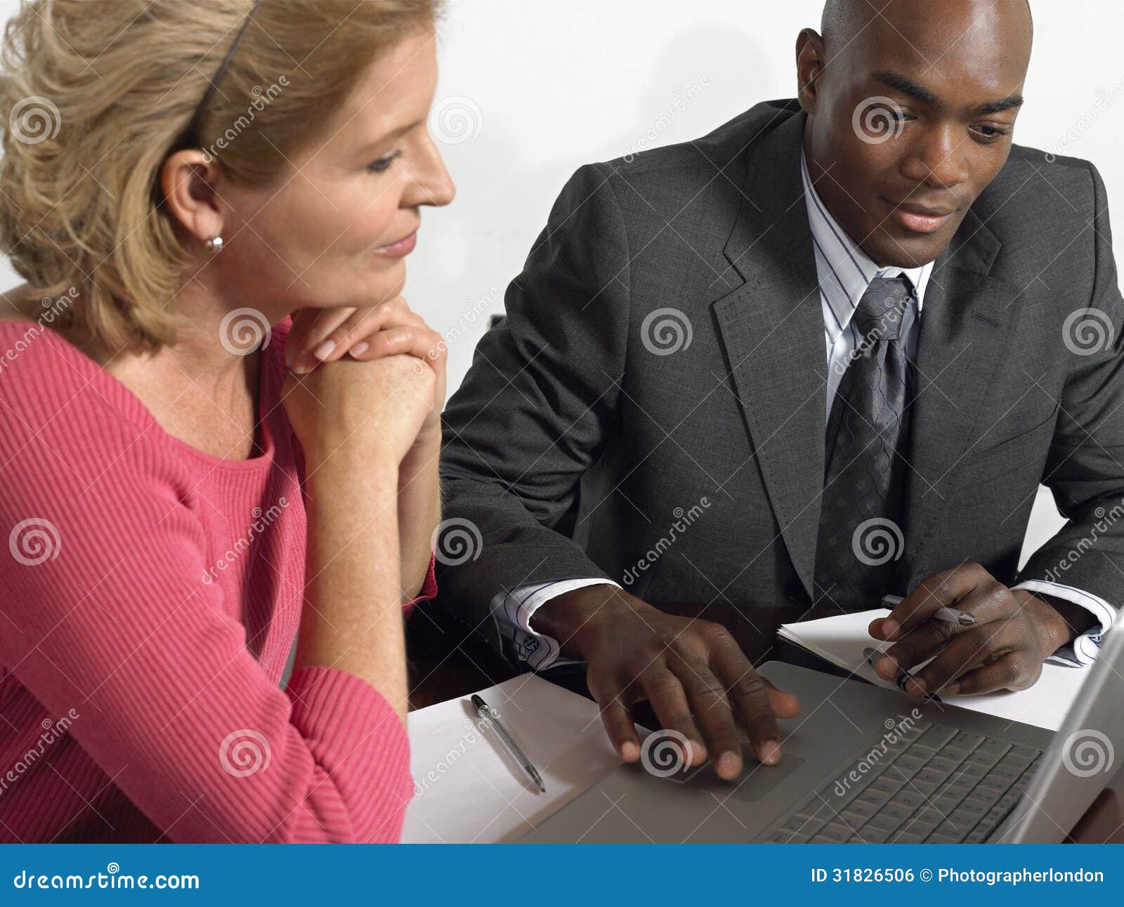 Business People Working on Laptop at Table Stock Photo - Image of ...