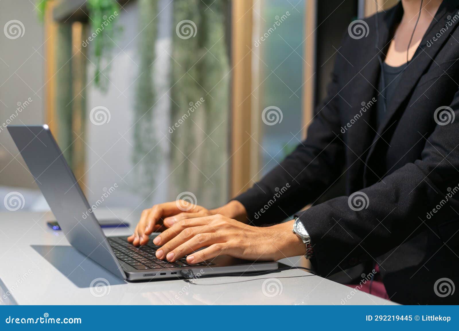 Business People Working on a Laptop in the Workspace Office. Copy Space ...