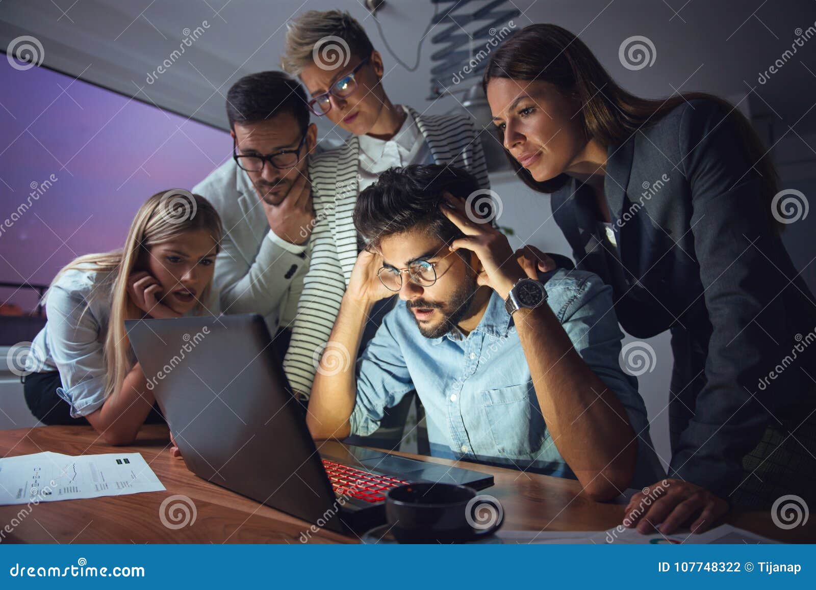 Business People Working Late Together As a Team Stock Photo - Image of ...