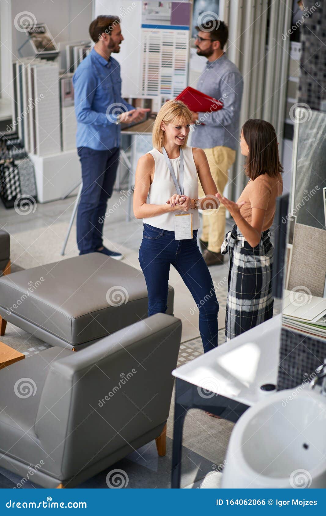 Business People Working at Meeting at Store Stock Photo - Image of ...