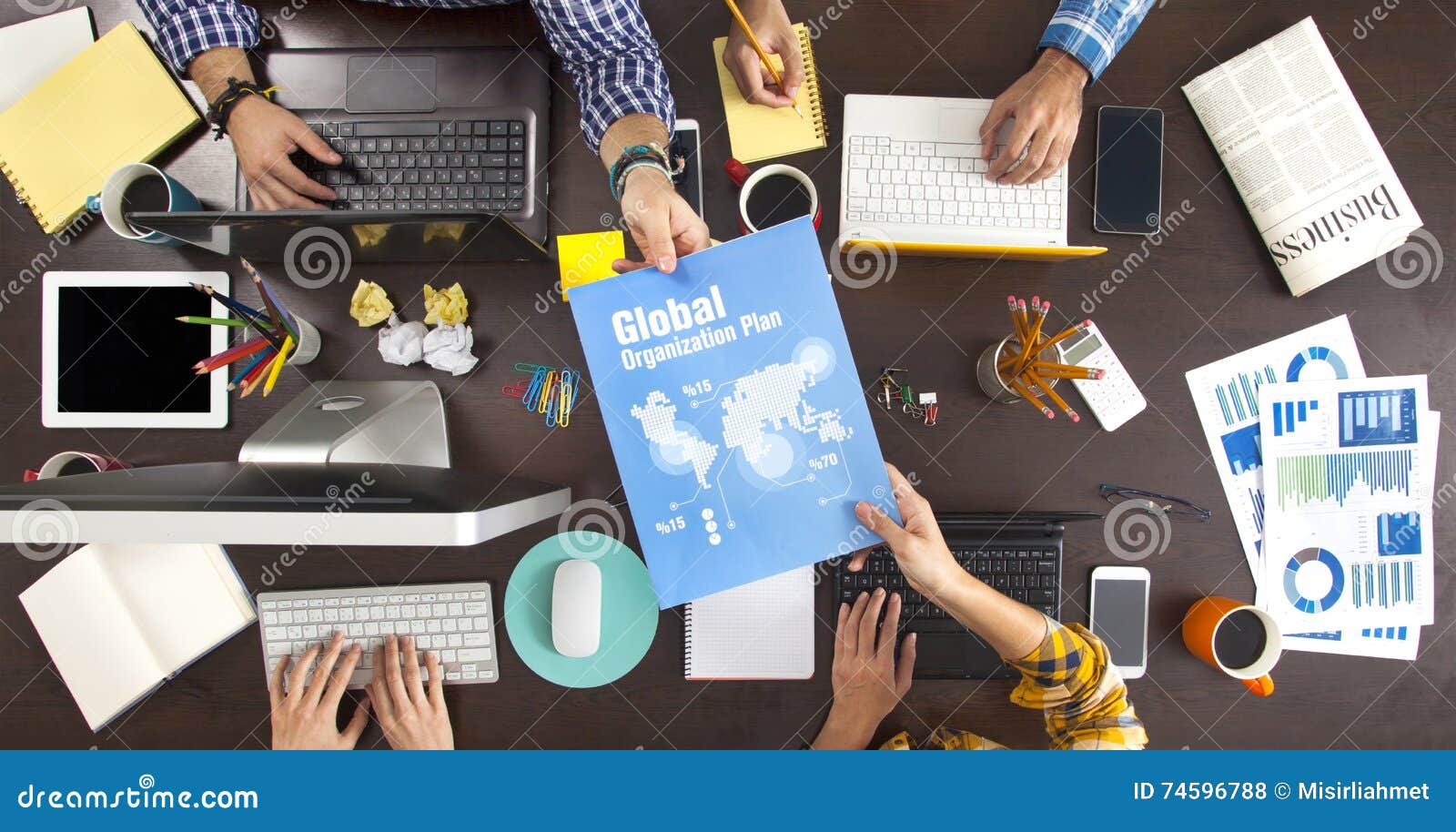 Business People Working on an Office Desk Stock Photo - Image of messy ...