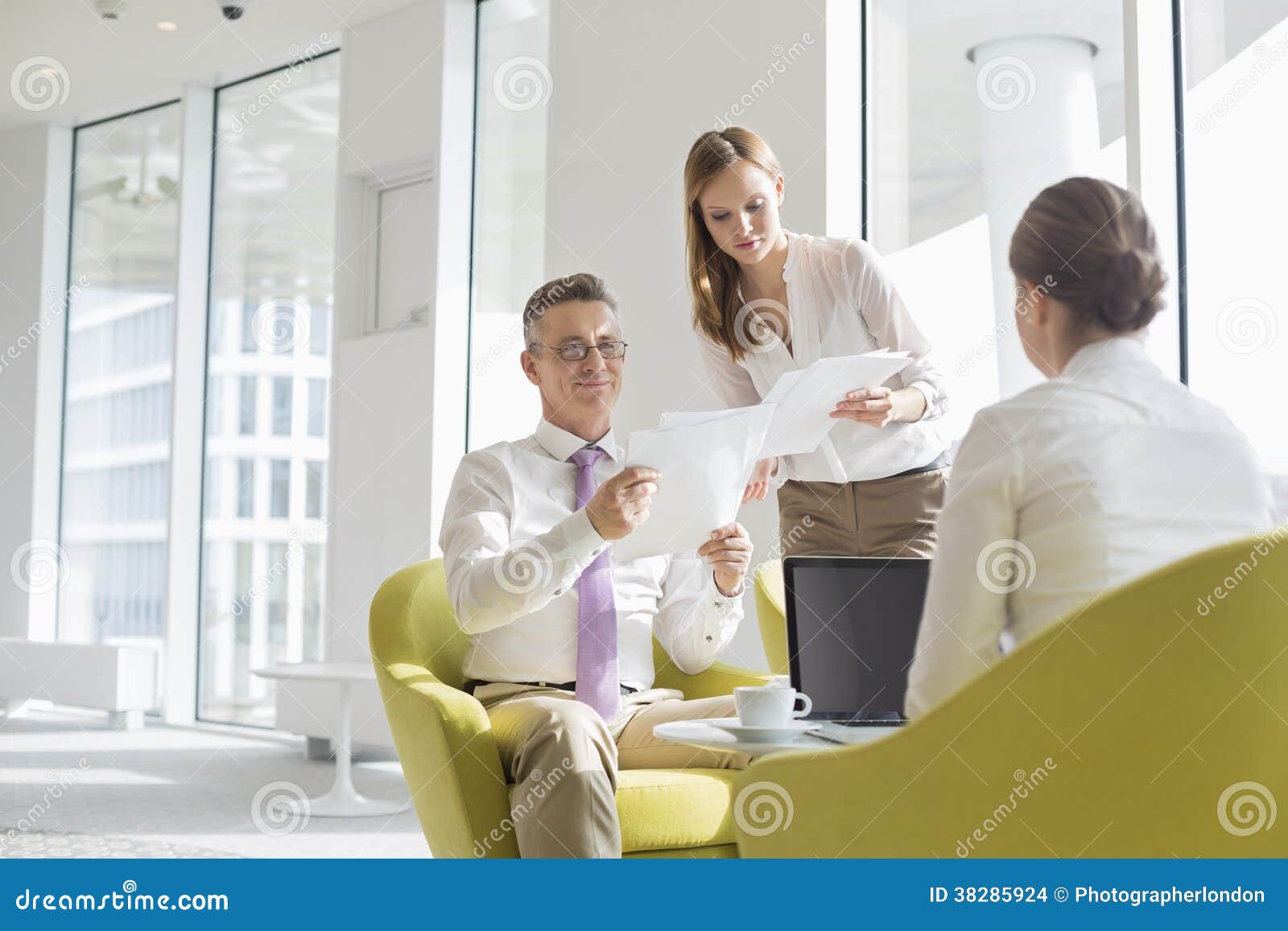 Business People Working at Office Lobby Stock Photo - Image of daytime ...