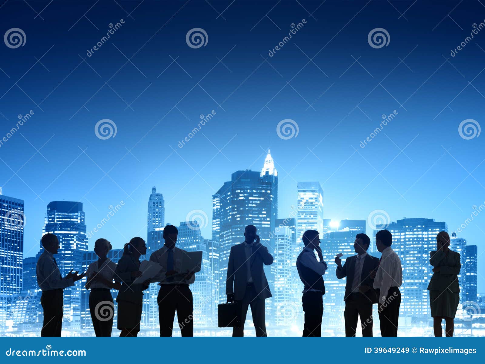 Business People Working Outdoors at Night Stock Image - Image of ...