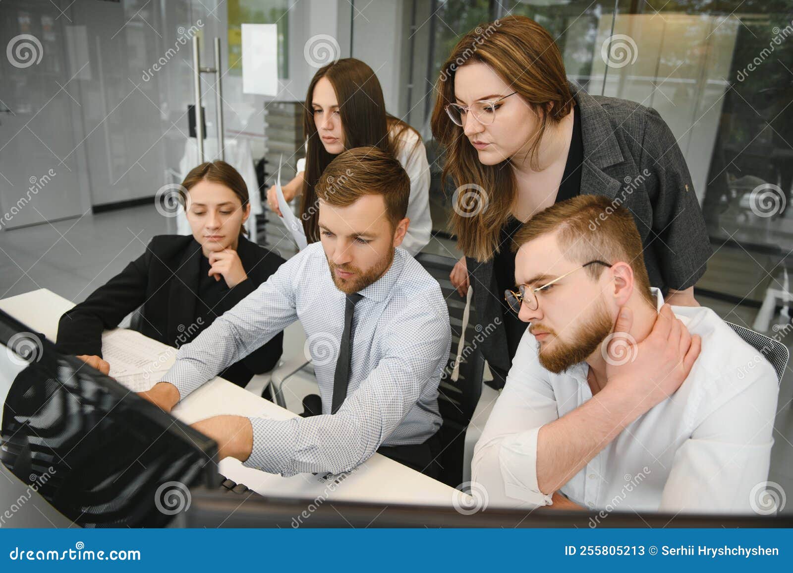 Business People Working on Project in Office Stock Image - Image of ...