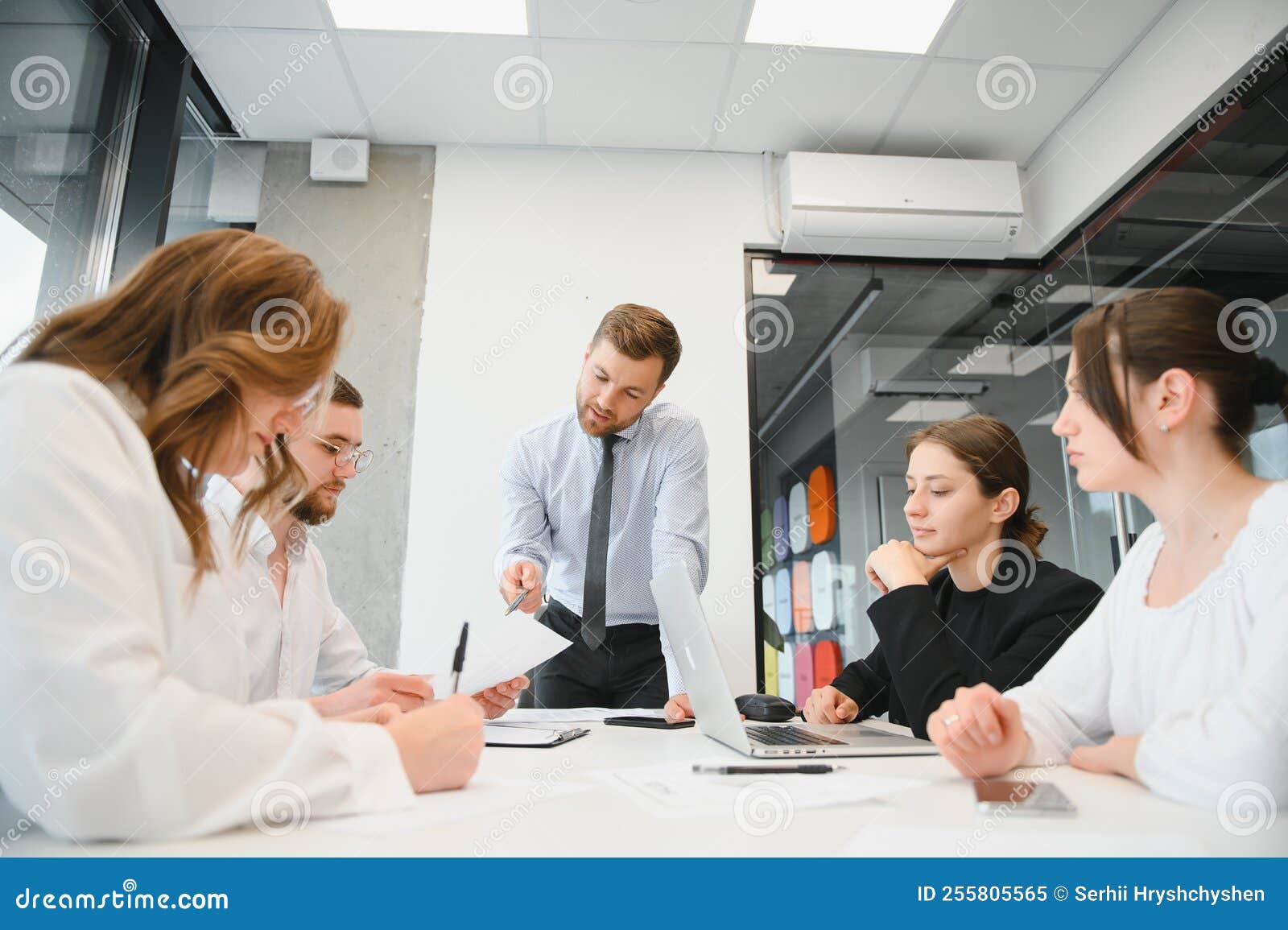 Business People Working on Project in Office Stock Image - Image of ...