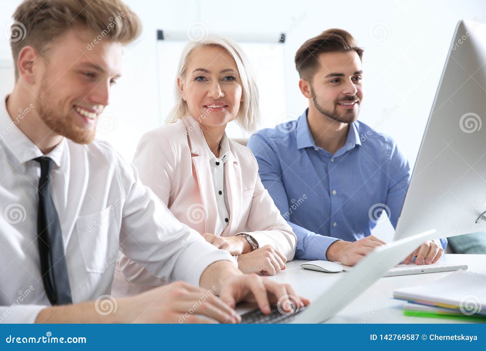Business People Working at Table. Professional Stock Image - Image of ...