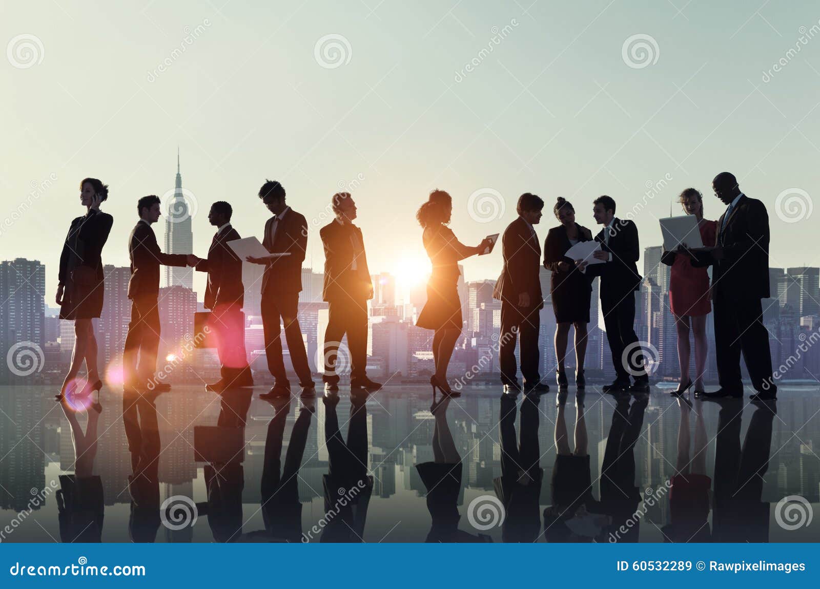 Business People Working Technology Rooftop City Concept Stock Image ...